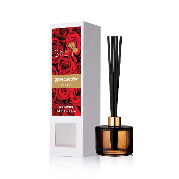 Moroccan Rose Amber Reed Diffuser – Silk Oil of Morocco